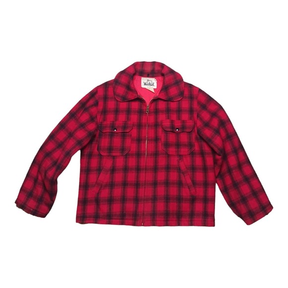 Woolrich | Jackets & Coats | Vintage Woolrich 543 Mackinaw Wool Coat Red Black Buffalo Plaid ...
